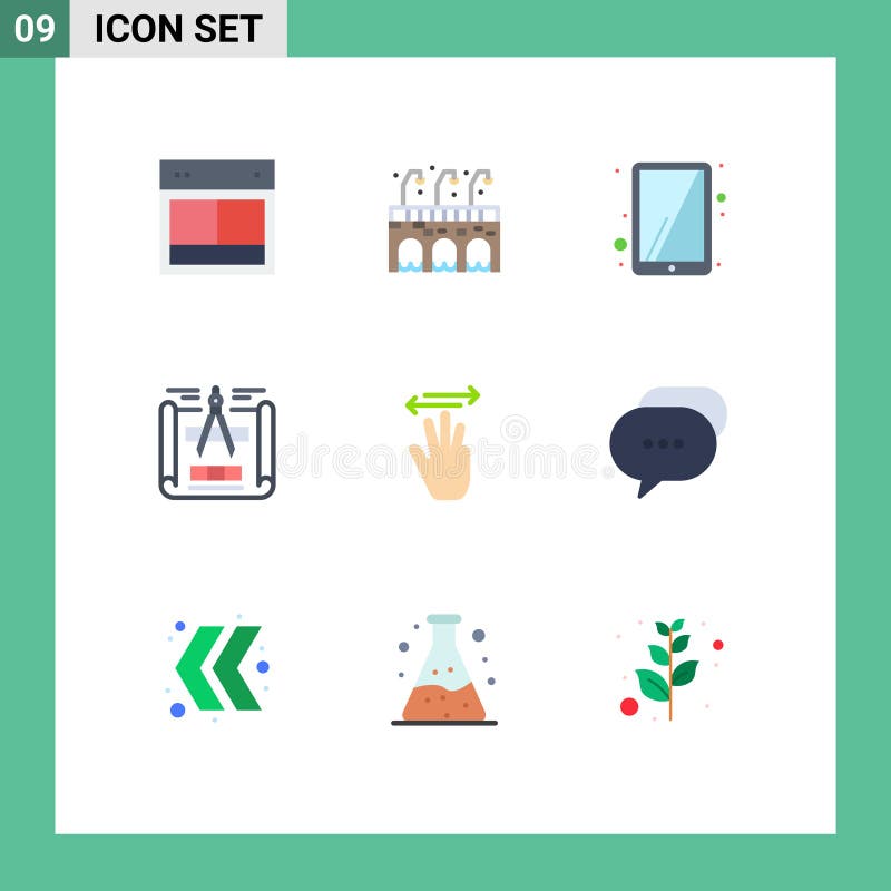 Flat Color Pack of 9 Universal Symbols of Left, Hand Cursor, Ipad, Hand ...