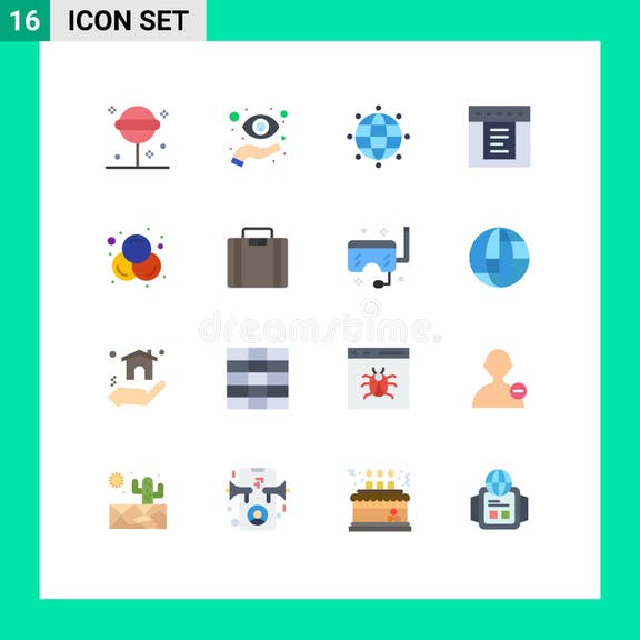 Flat Color Pack of 16 Universal Symbols of Rgb, Colors, Vision, Web ...
