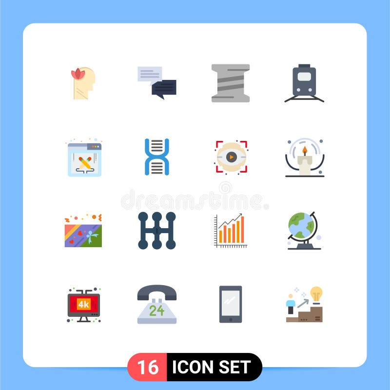 Flat Color Pack of 16 Universal Symbols of Software, Design, Coil ...