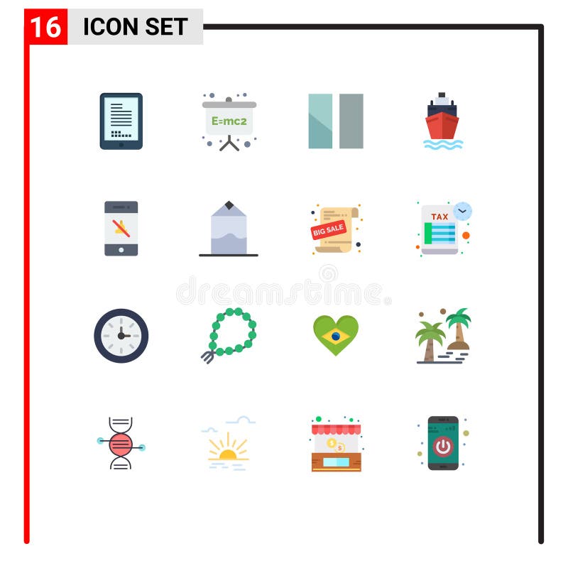 Flat Color Pack of 16 Universal Symbols of Speaker, Audio, Editing ...