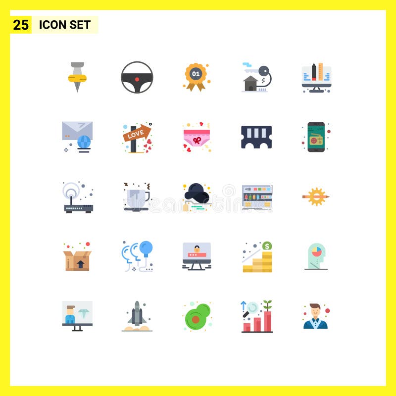 Flat Color Pack of 25 Universal Symbols of Web, Development, Quality ...