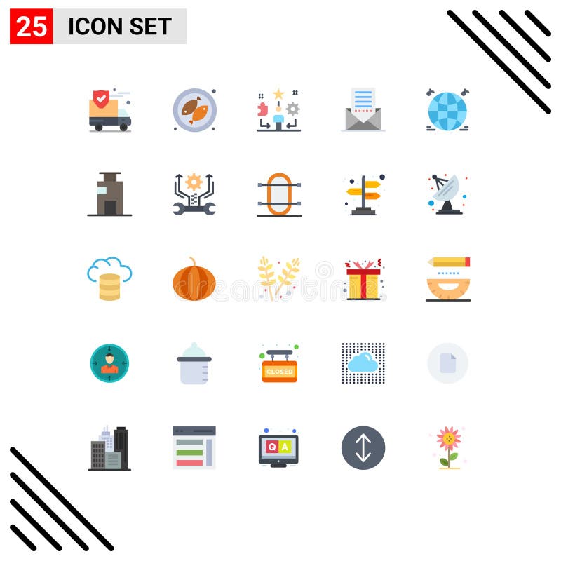 Flat Color Pack of 25 Universal Symbols of World, Interface, Life ...