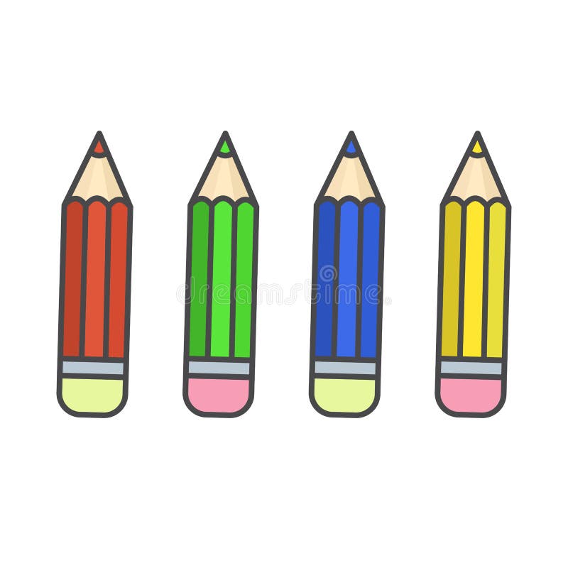 Flat color pencil icons stock illustration. Illustration of color ...