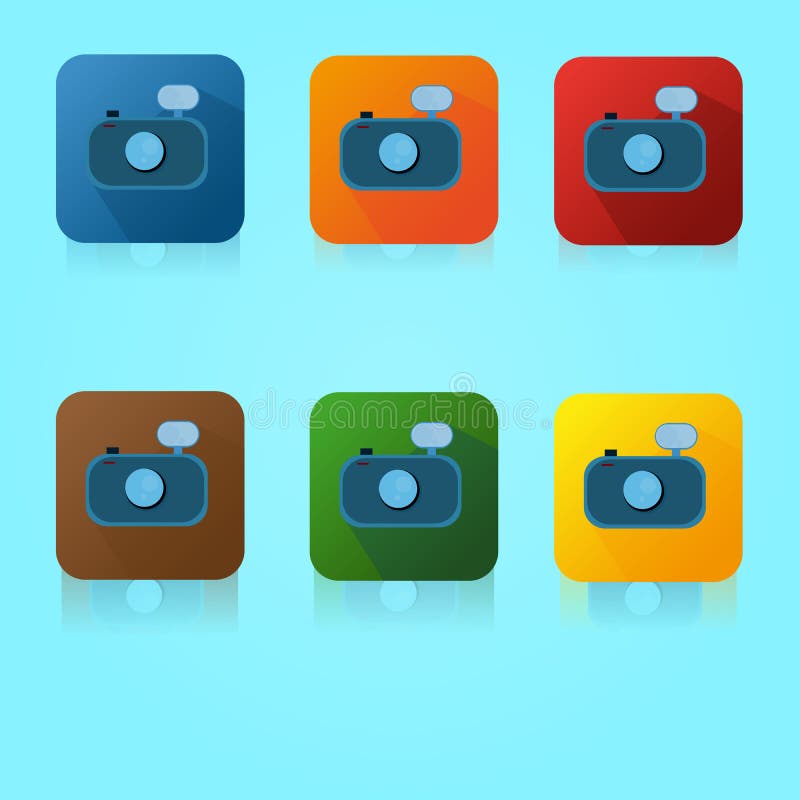 Flat Color Photo Icon stock illustration. Illustration of collection ...