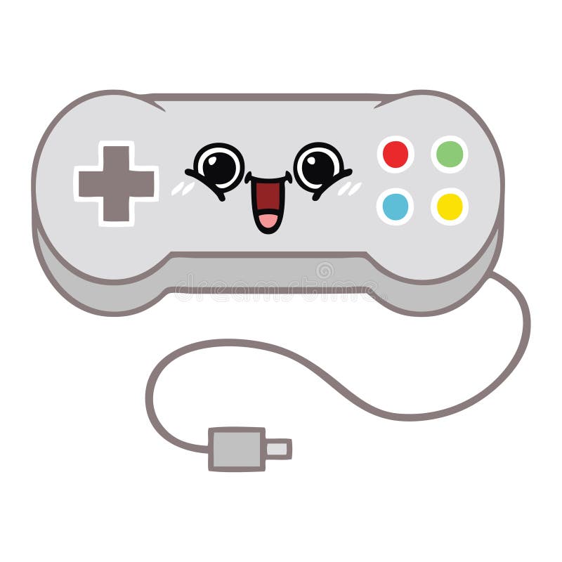 Flat Color Retro Cartoon Game Controller Stock Vector - Illustration of ...
