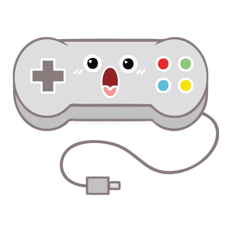 Flat Color Retro Cartoon Game Controller Stock Vector - Illustration of ...