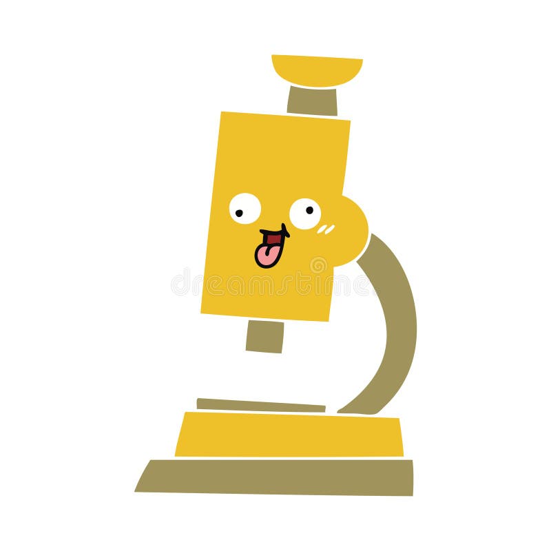 Flat Color Retro Cartoon of a Microscope Stock Vector - Illustration of ...