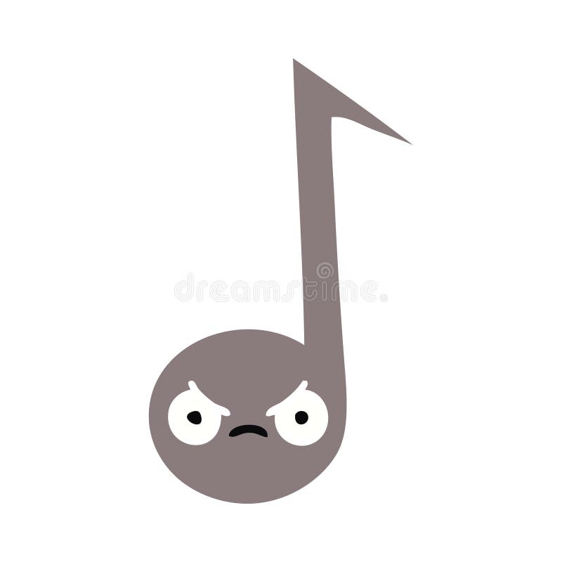 Flat Color Retro Cartoon of a Musical Note Stock Vector - Illustration ...