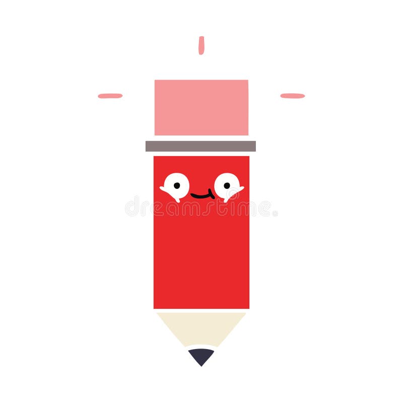 Flat Color Retro Cartoon Pencil Stock Vector - Illustration of color ...