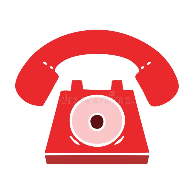 Cartoon Red Telephone Office Work Cute Illustration Retro Freehand Free ...