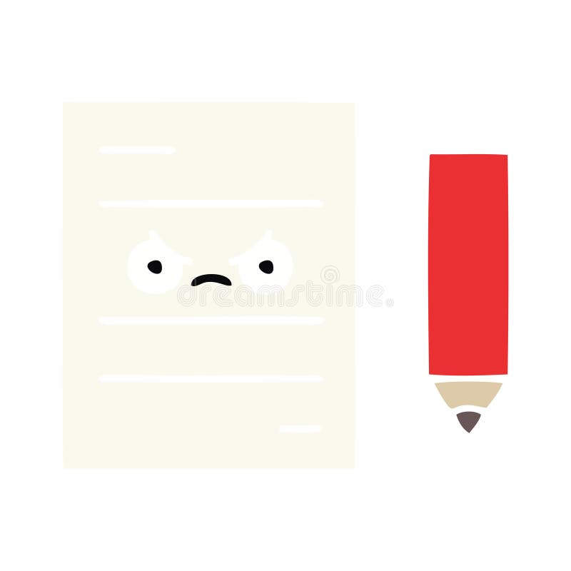 Flat Color Retro Cartoon of a Test Paper Stock Vector - Illustration of ...