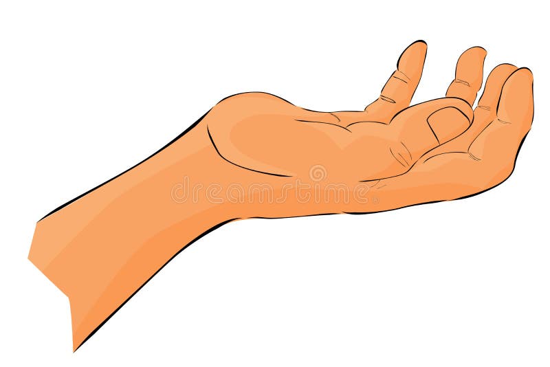 Flat Color Sketchy Gesture Right Hand, Receive or Beg Something Stock ...