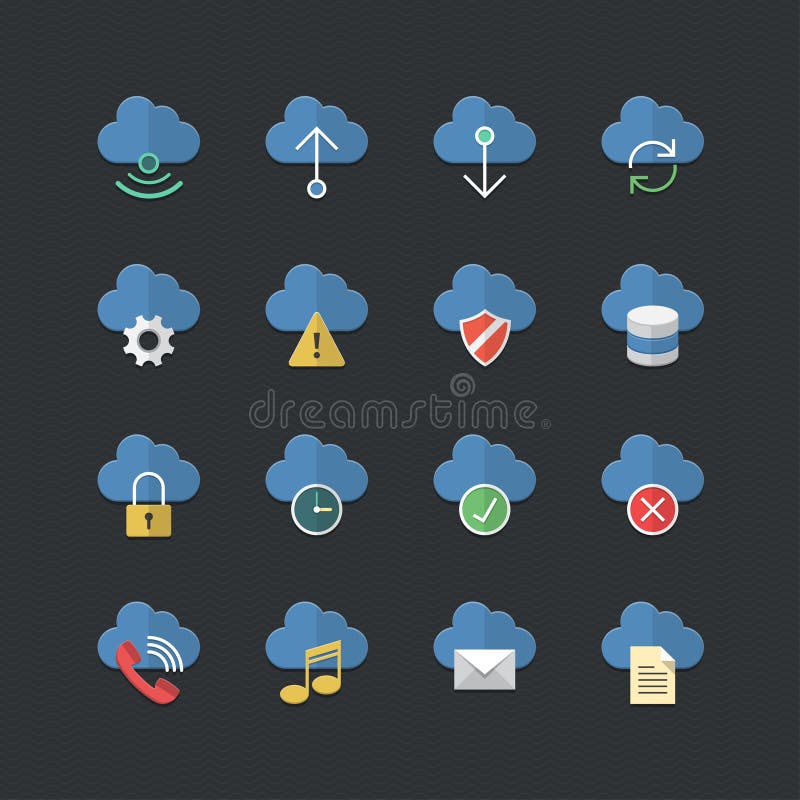 Cloud Computing Icons Set, Line Thickness Icons Stock Vector ...