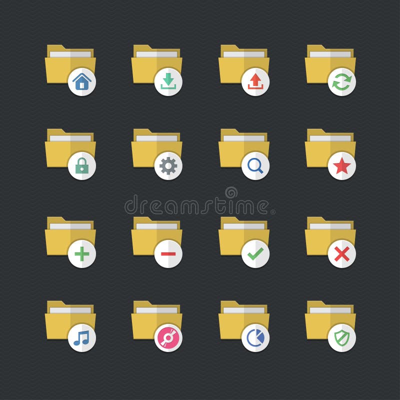 Flat Color Style Folder Icons Set 1 Stock Vector - Illustration of ...
