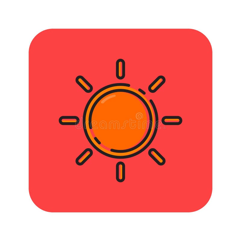 Flat color sun icon stock vector. Illustration of flat - 102987941