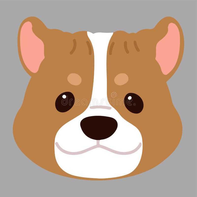 Flat Colored Adorable and Simple Pitbull Front Head Stock Vector ...