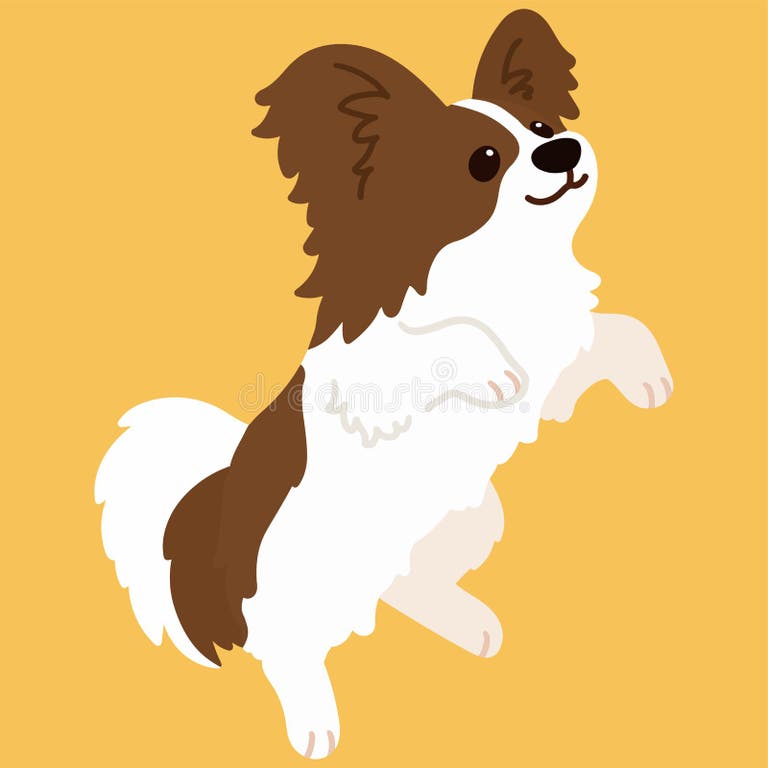 Flat Colored Brown and White Papillon Jumping Stock Vector ...