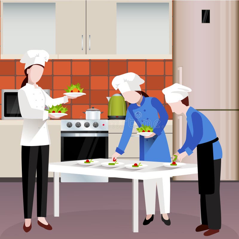 Flat Colored Cooking People Composition Stock Vector - Illustration of ...