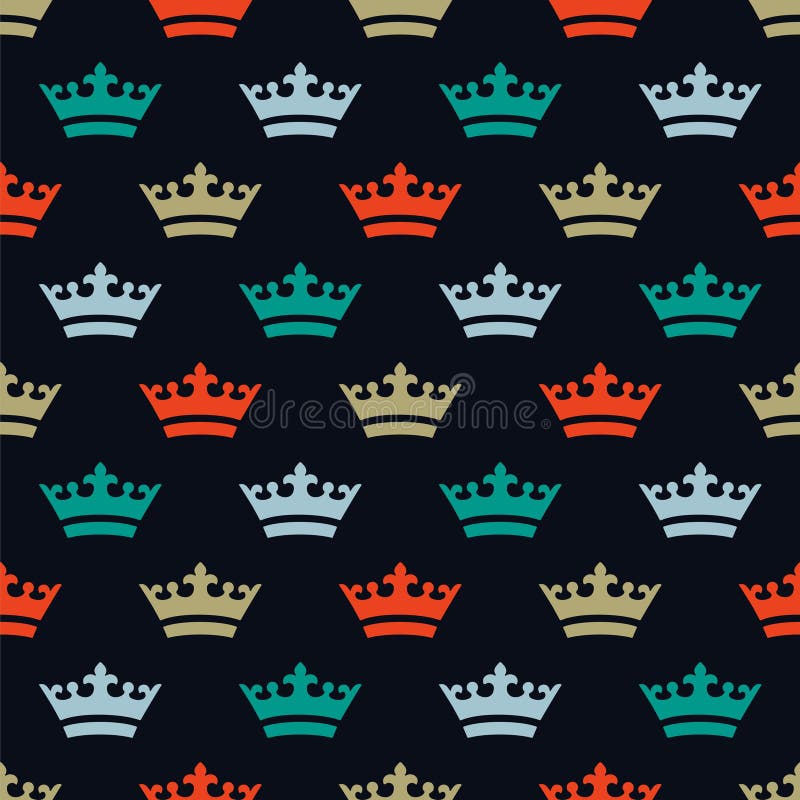 Flat Colored Crowns. Seamless Pattern for New Year. Stock Illustration ...