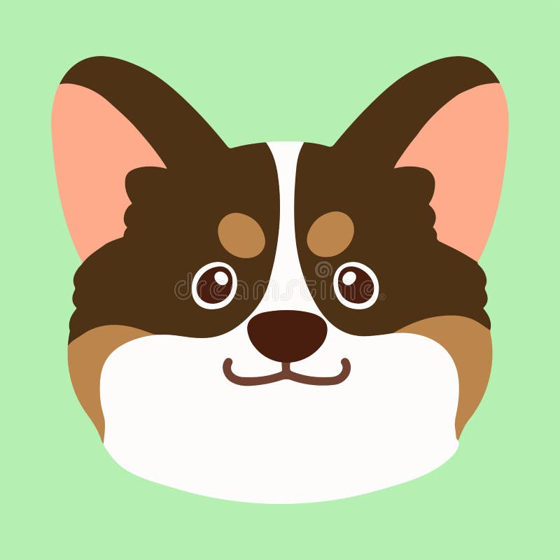 Flat Colored Cute Sable Colored Corgi Front Face Stock Vector ...