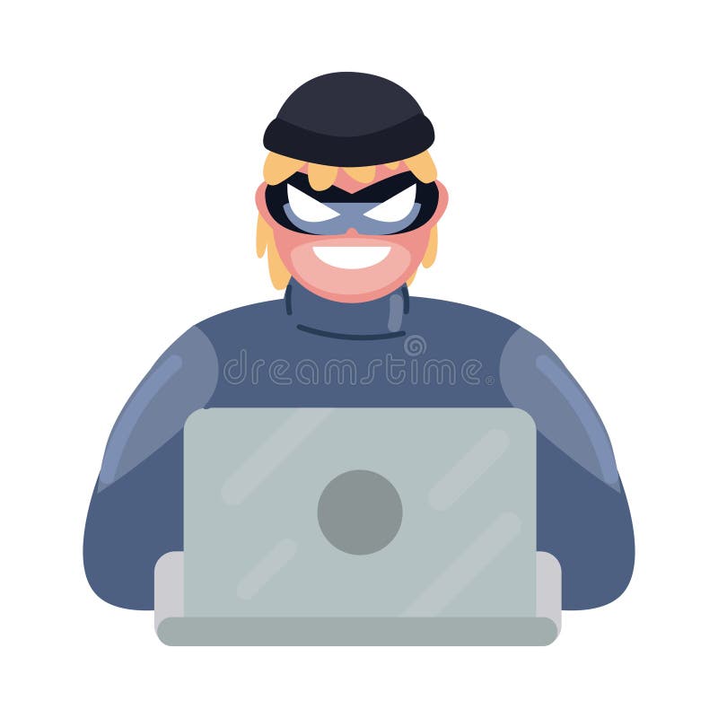 Flat colored hacker stock vector. Illustration of burglar - 273150165