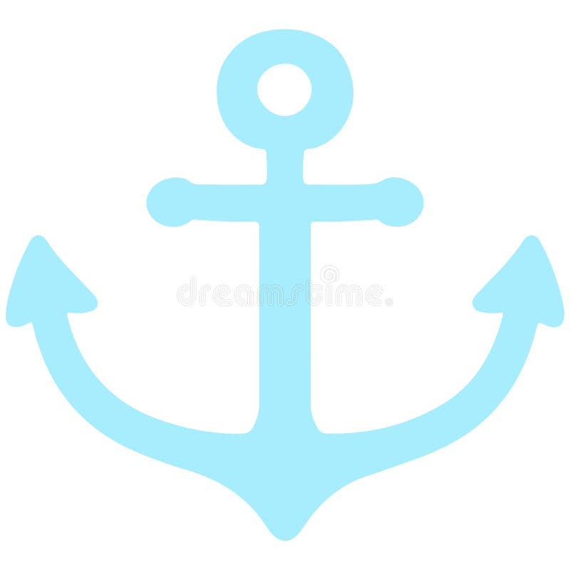 Flat Colored Light Blue Anchor Illustration Stock Vector - Illustration ...