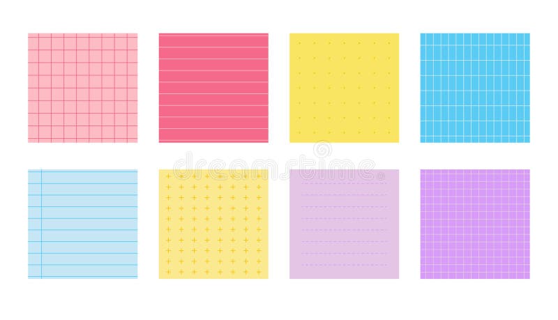 Flat Colored Notebook Paper Notes Set Vector Stock Vector ...
