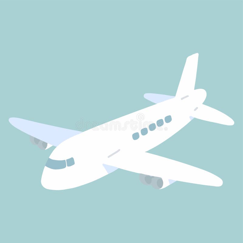 Flat Colored Simple White Airplane Stock Vector - Illustration of ...