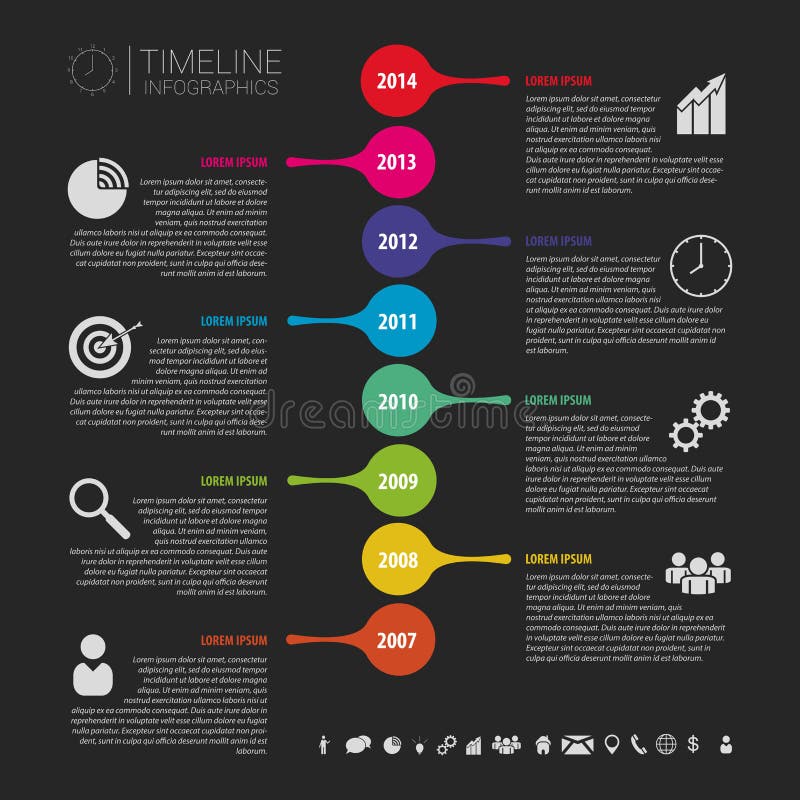 Flat Colorful Abstract Timeline Infographics Vector. Black Stock Vector ...