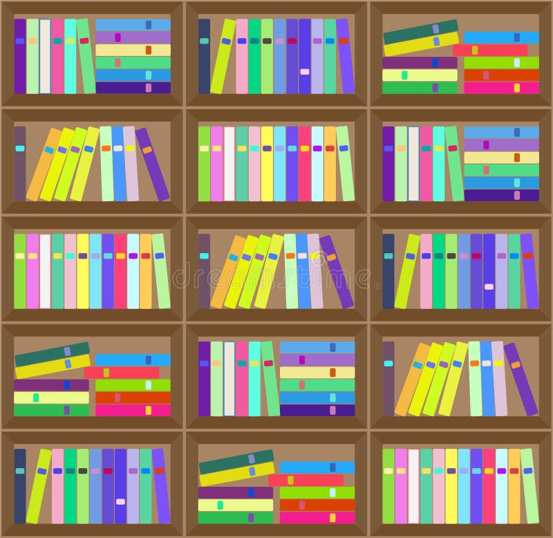 Colorful Bookshelf Layout Seamless Pattern Stock Illustrations – 6 ...