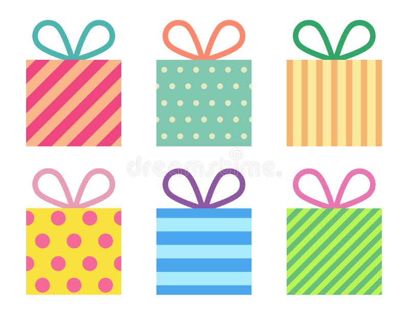 Flat colorful gift boxes stock illustration. Illustration of pack ...