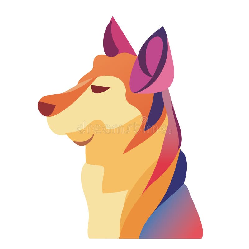 Flat Colorful Illustration of a Dog in Profile. Portrait of a Dog ...