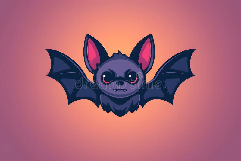 Flat Colorful Logo of a Cute Bat in Cartoon Style Stock Illustration ...