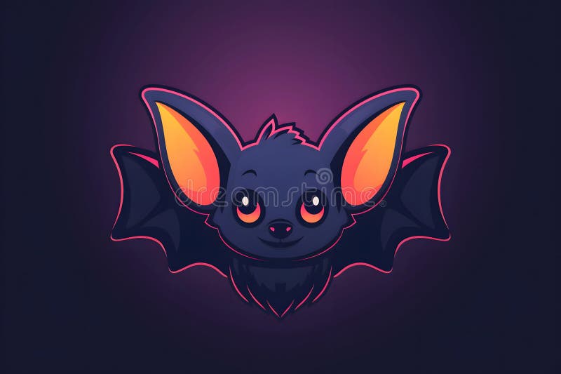 Flat Colorful Logo of a Cute Bat in Cartoon Style Stock Illustration ...
