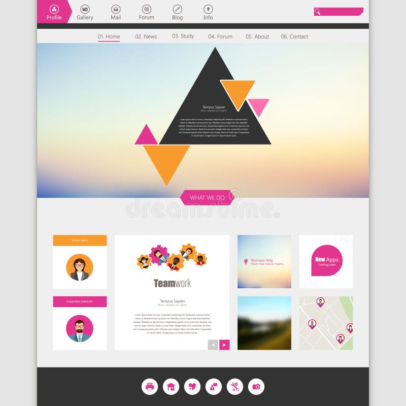 Flat Colorful Website Template Vector Design Stock Vector ...