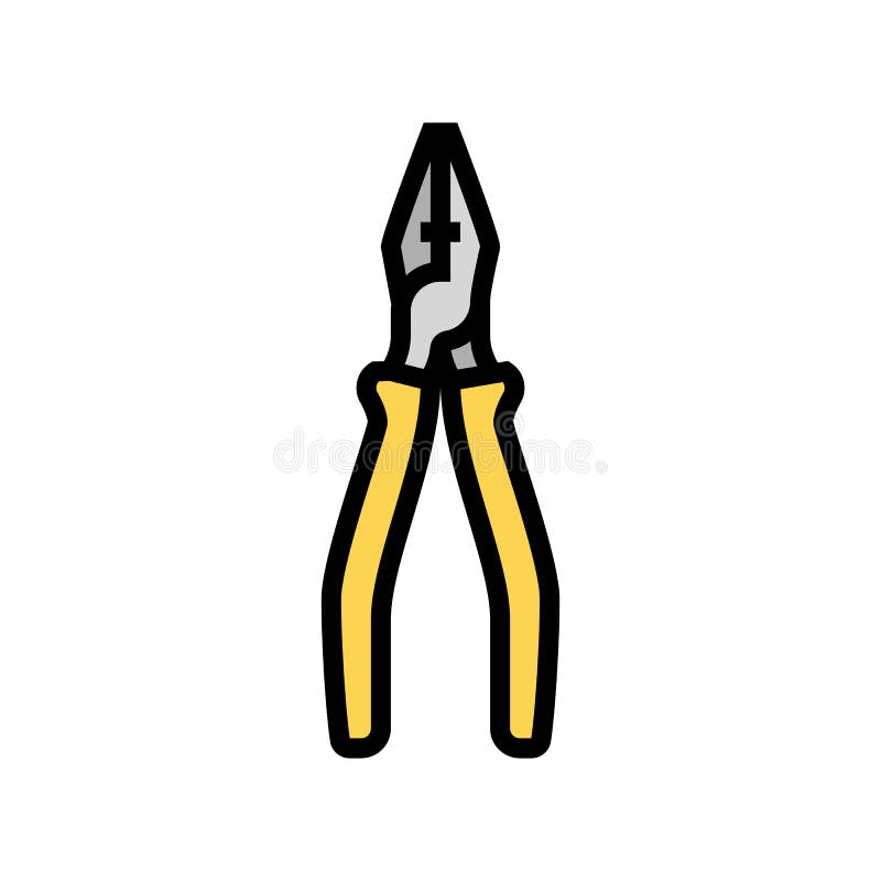 Flat Combination Pliers Color Icon Vector Illustration Stock ...
