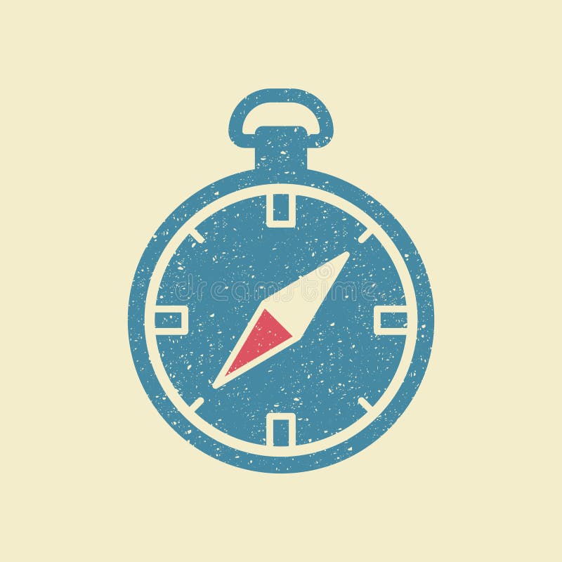 Flat Compass Icon in Retro Style. Vector Symbol for Website Design ...
