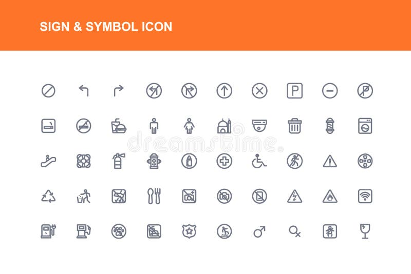 Flat Complete Set of Symbols and Sign Icons Stock Vector - Illustration ...