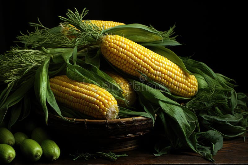 Flat Composition of Delicious Corn with Copy Stock Illustration ...