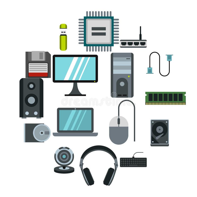 Computer Icons Set, Flat Style Stock Vector - Illustration of smart ...