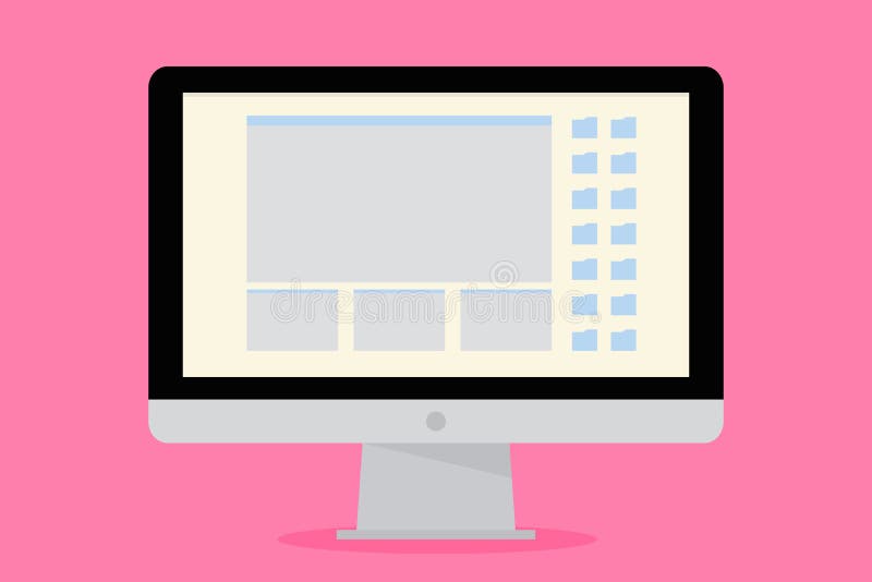 Flat Computer Isolated On Pink Background Stock Vector - Illustration ...