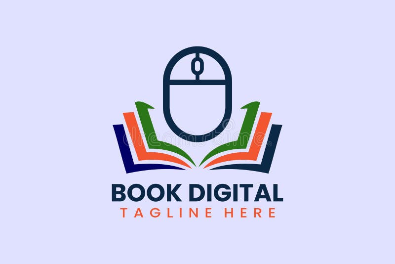 Flat Computer Mouse Book Logo Template Vector Design Illustration Stock ...