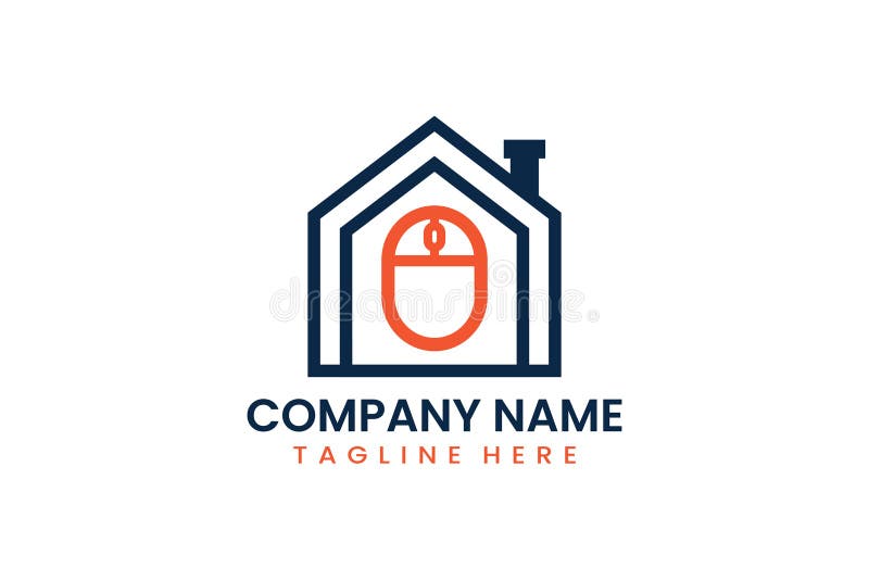 Flat Computer Mouse Home Logo Template Vector Design Illustration Stock ...