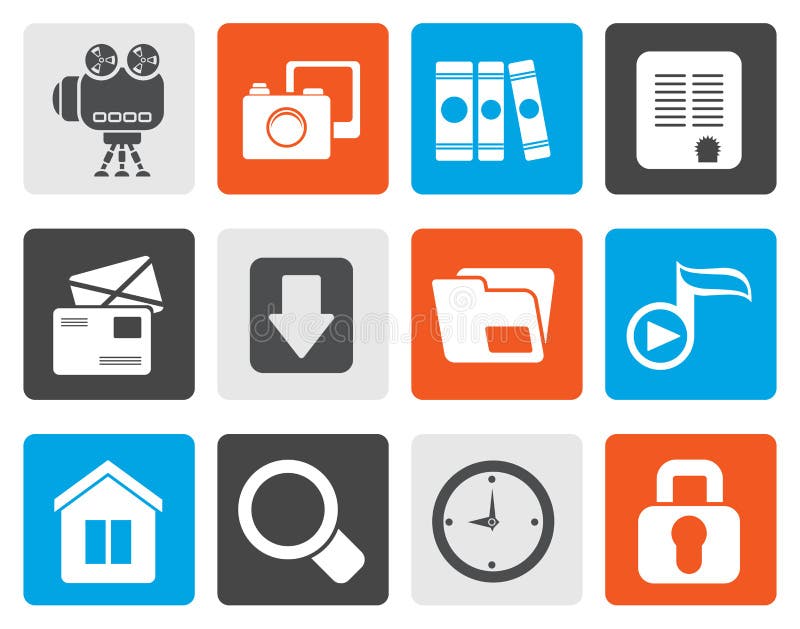 Flat Computer and Website Icons Stock Vector - Illustration of ...