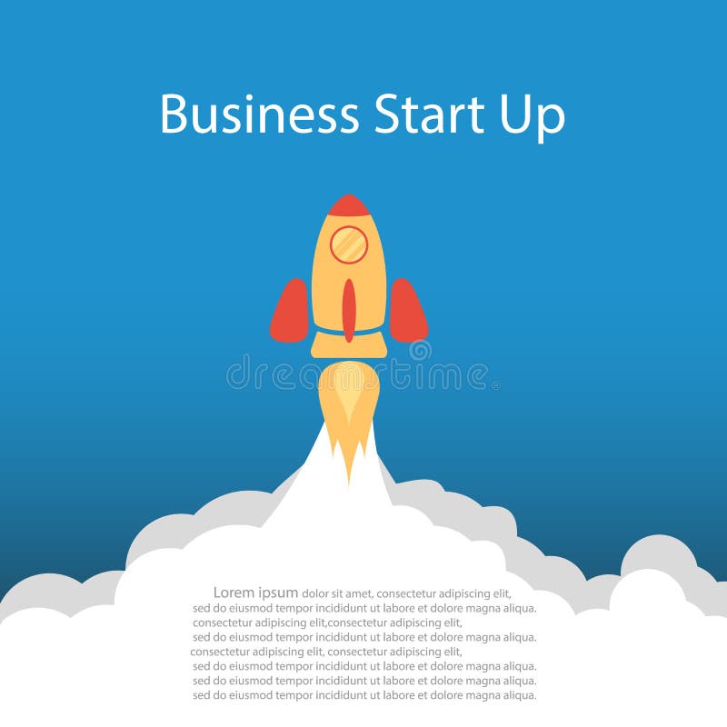 Flat Concept Background with Rocket. Project Launch-launch. the Rocket ...
