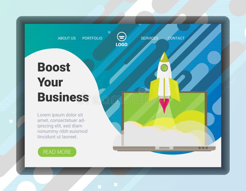 Flat Concept Background with Rocket. Project Start Up - Launch Stock ...