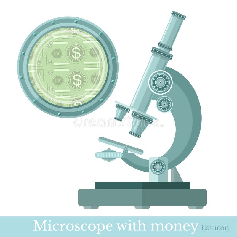 Flat Concept Microscope with Money Stock Vector - Illustration of ...