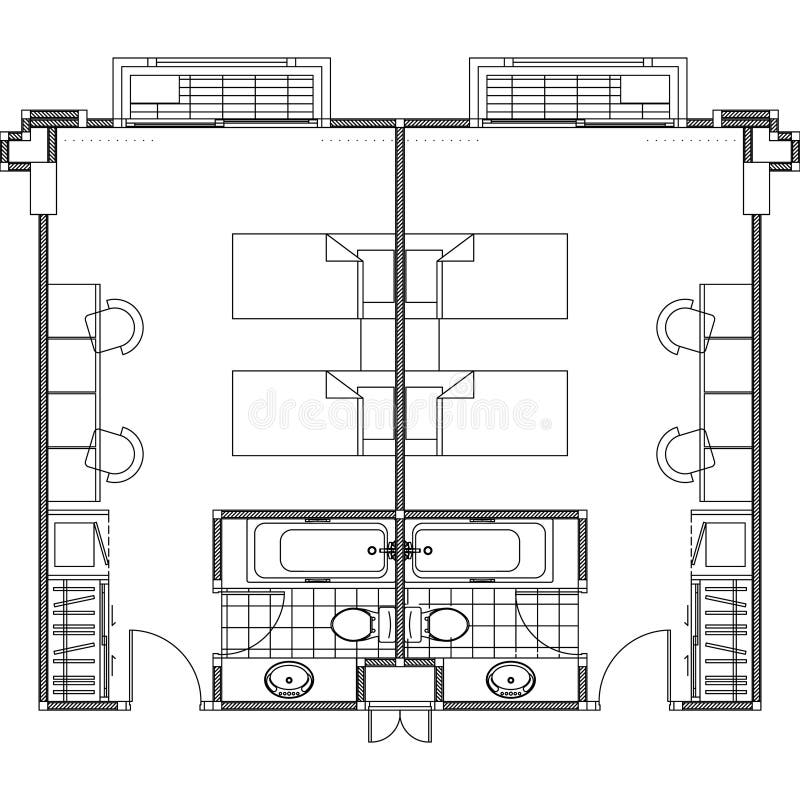 Flat Construction Plan Vector Stock Vector - Illustration of architect ...