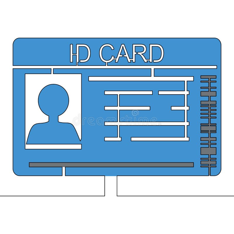 Flat Continuous Drawing Line Identification Card Stock Vector ...