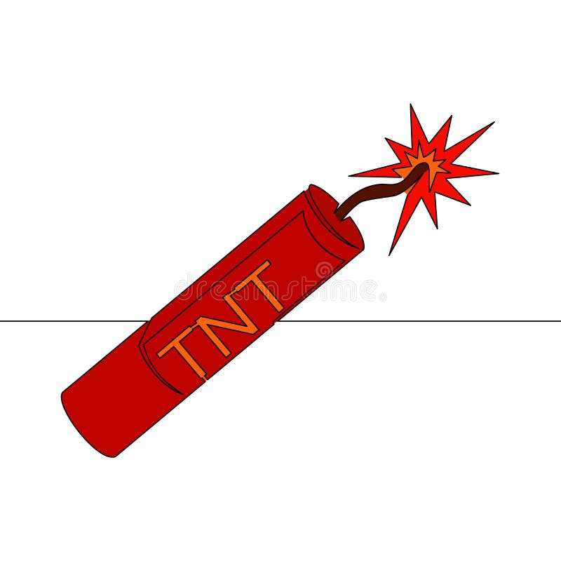 Flat Continuous Line Art Dynamite TNT Concept Stock Vector ...